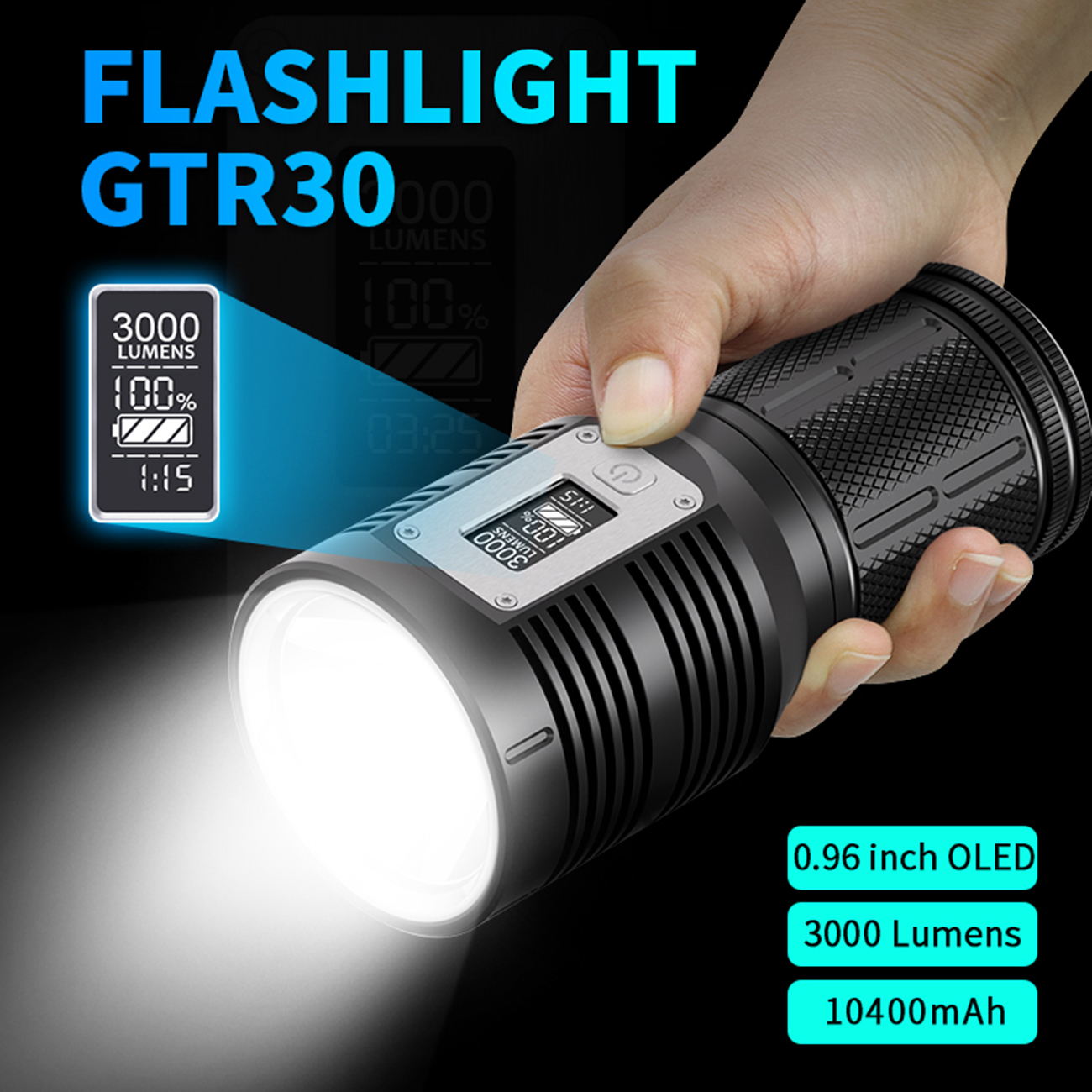 GTR30 Tactical Flashlight 30W 3,000 Lumens P90 LED