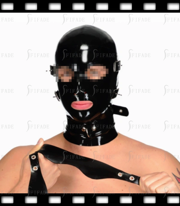 Latex Hood Rubber Full Face Blinder Detachable Cover Eye Mouth Mask ...