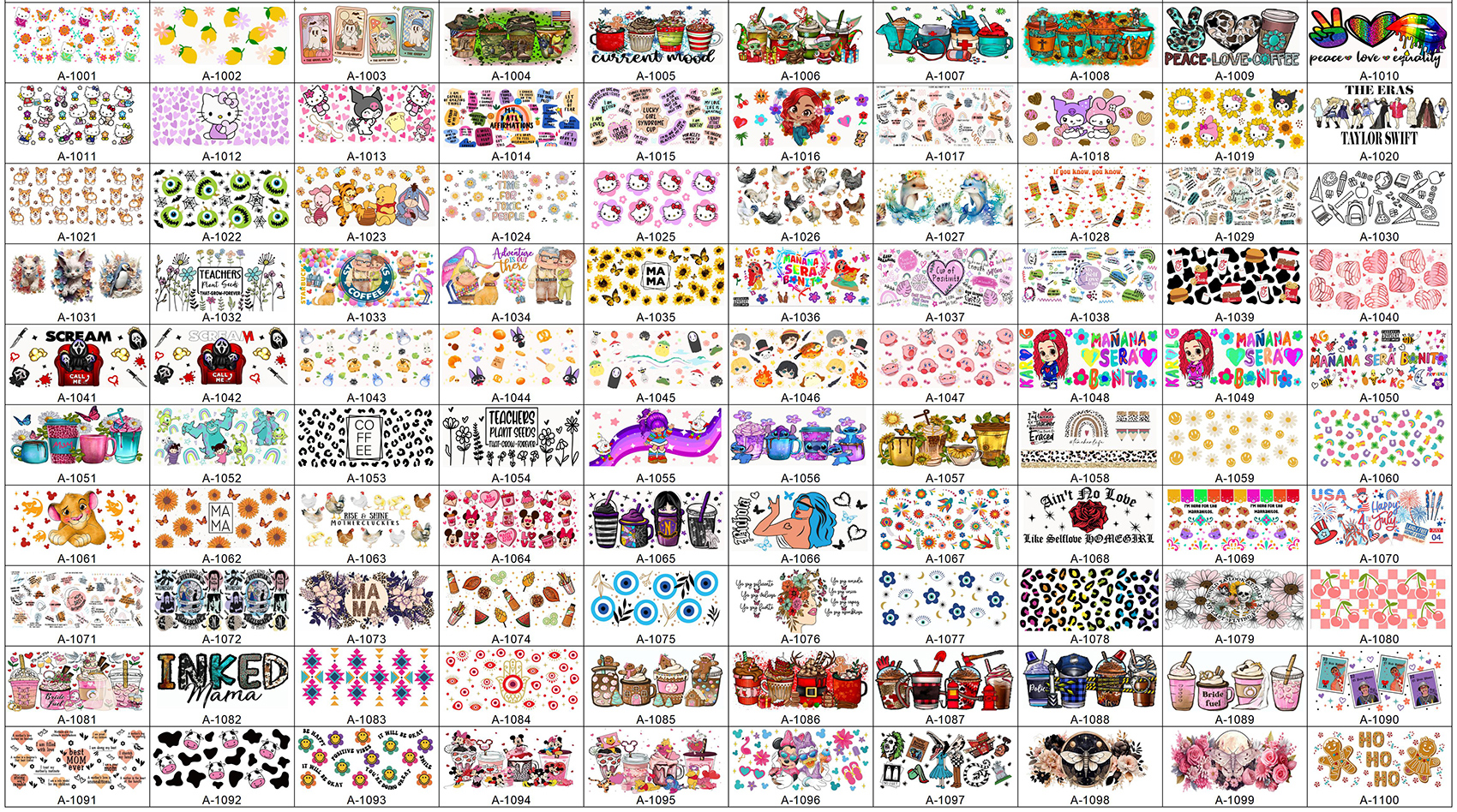 UV DTF Cup Wrap Transfer for 16oz Glass Can 9.5*4.3inch - Clear Backing