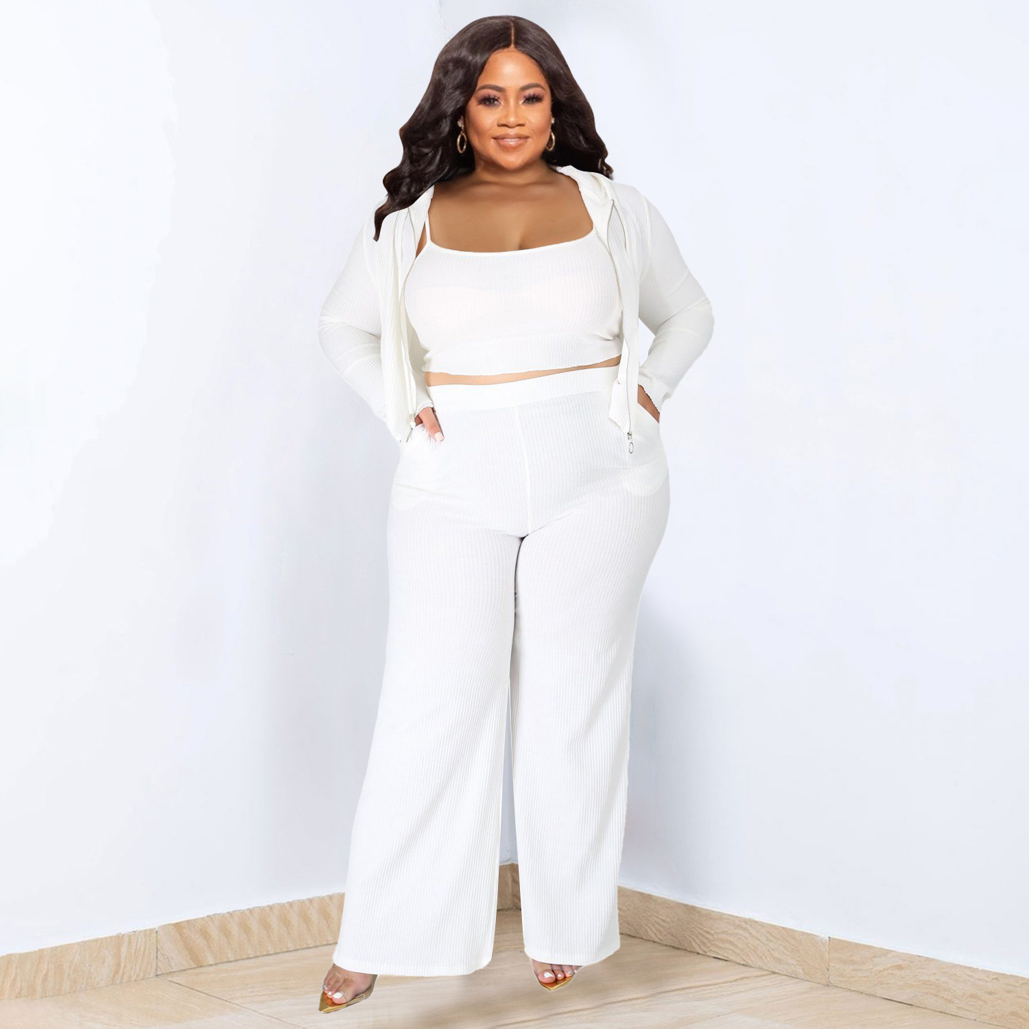 Casual Sexy Large High Bullet Pit Strips Three Piece Set