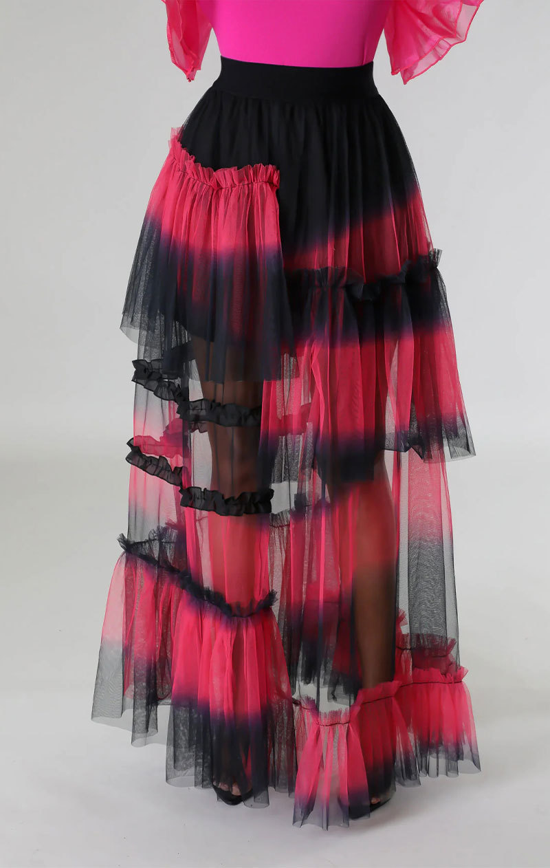 Mesh gradient multi-layer skirt