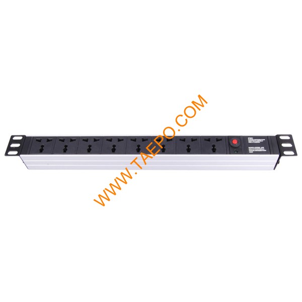 Universal standard 10A 250VAC 8 ways 1U PDU with over-load protection ...