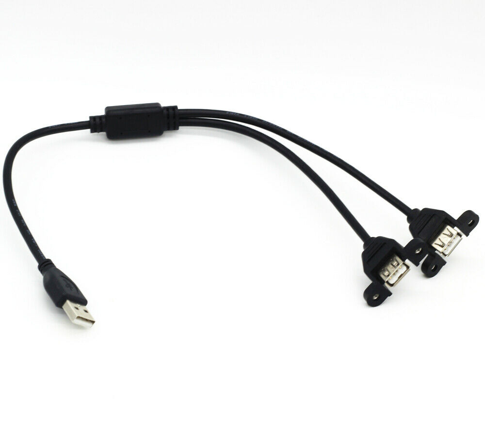 Y Splitter USB Cable USB2.0 Type A 1 Male to 2x Female Extension Panel ...