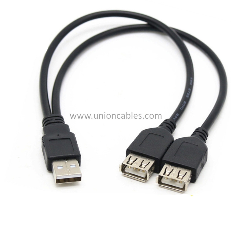 USB Y Splitter cable cord 1 Male to 2 Female
