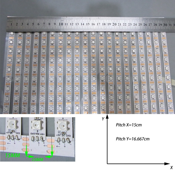 15×15 pixels transparent flexible ws2812b LED panel