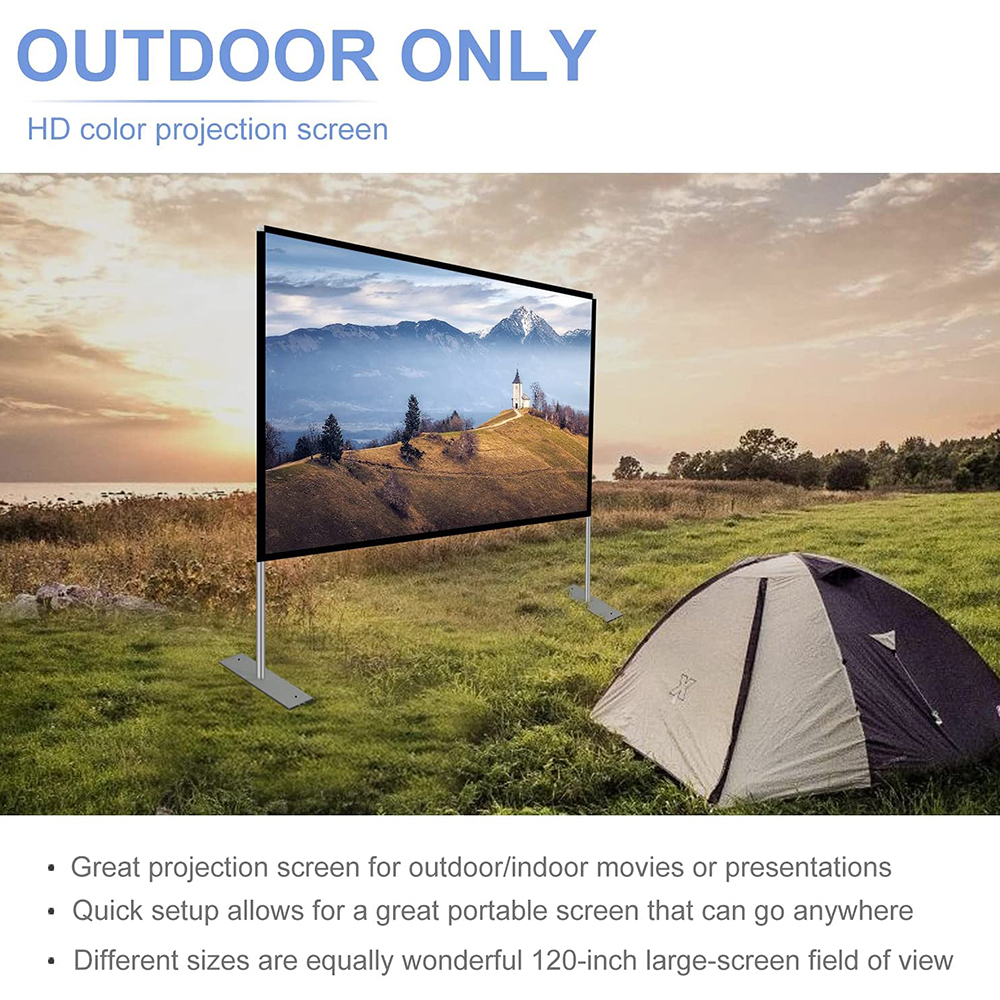 100 120 inch Foldable Portable HD 2K 4K Projector Screen with Stand ...