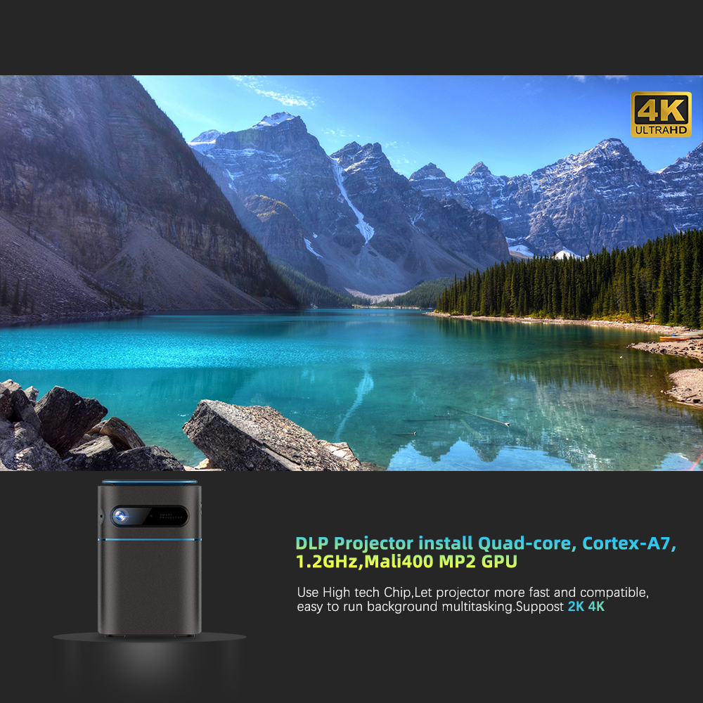 ThundeaL 2K 4K Mini DLP Projector Portable Pico Smart Android 9 Wifi Projector BW-VT2 Home ...