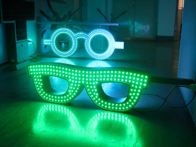 led optical glasses sign