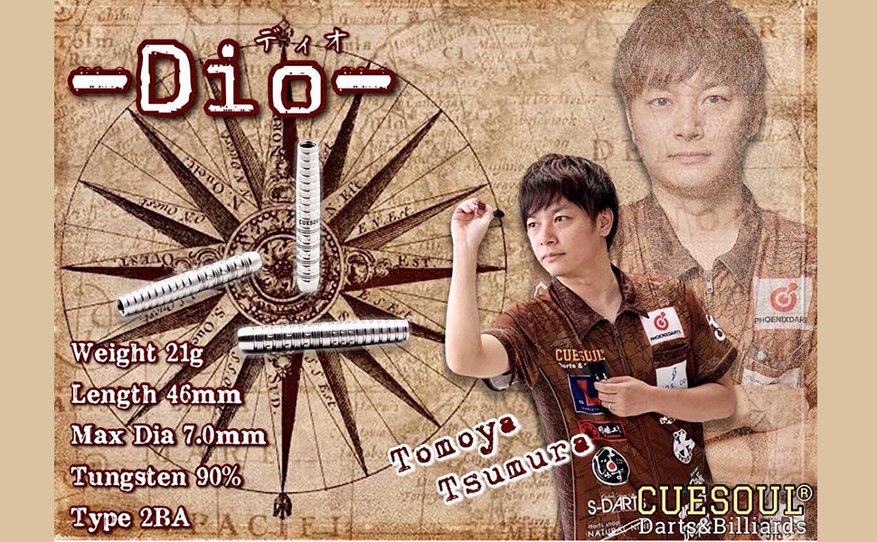 CUESOUL Tomoya Tsumura DIO 90% Tungsten Soft Tip Dart Set,21gram