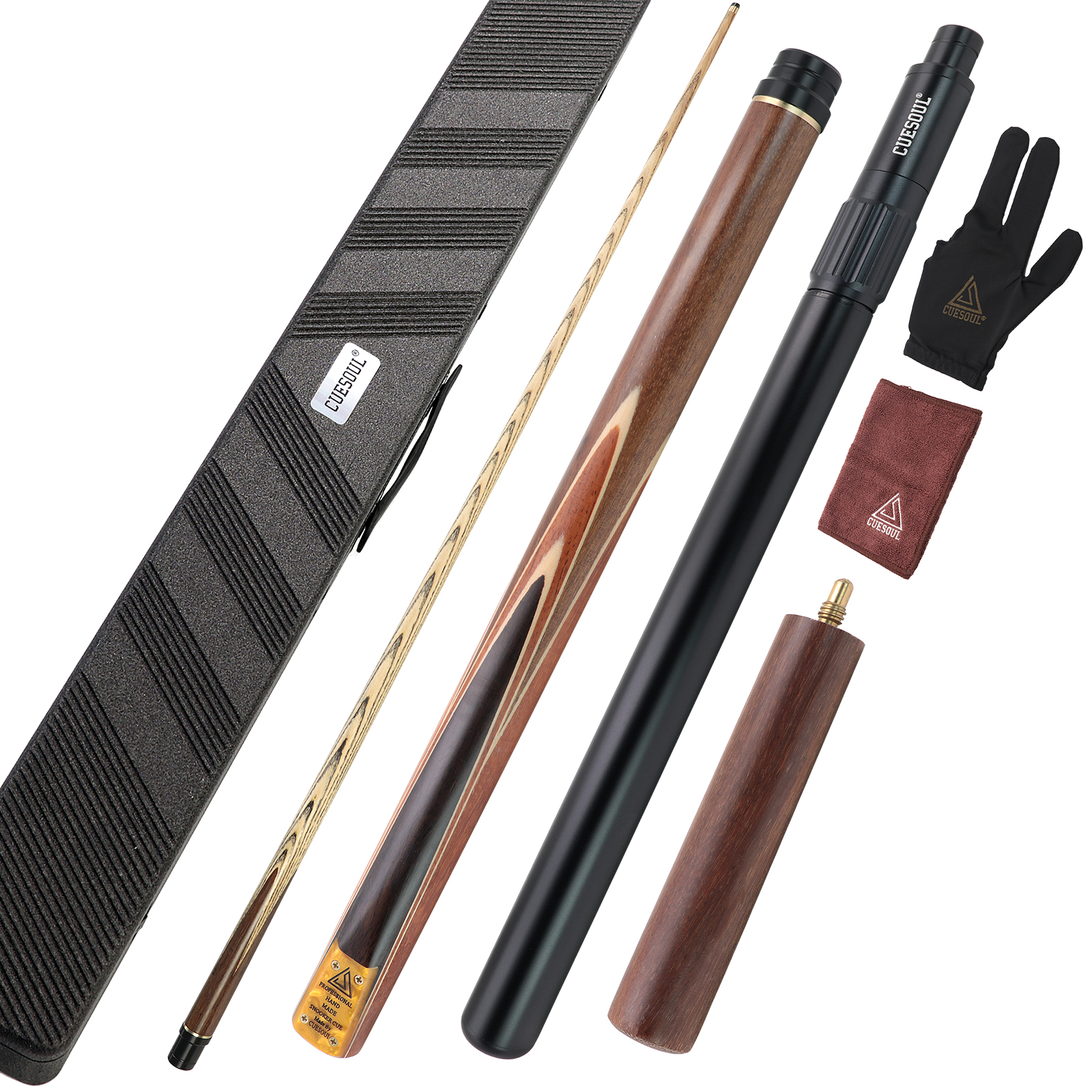 CUESOUL 57" Handcraft 3/4 Jointed Snooker Cue with Mini Butt End ...