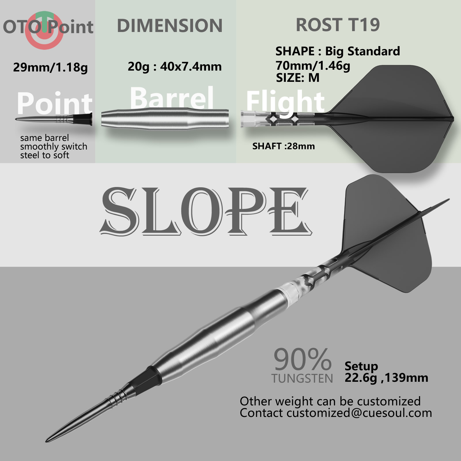 CUESOUL FOREST SLOPE 20g OTO Point 90% Tungsten Dart Set with ...