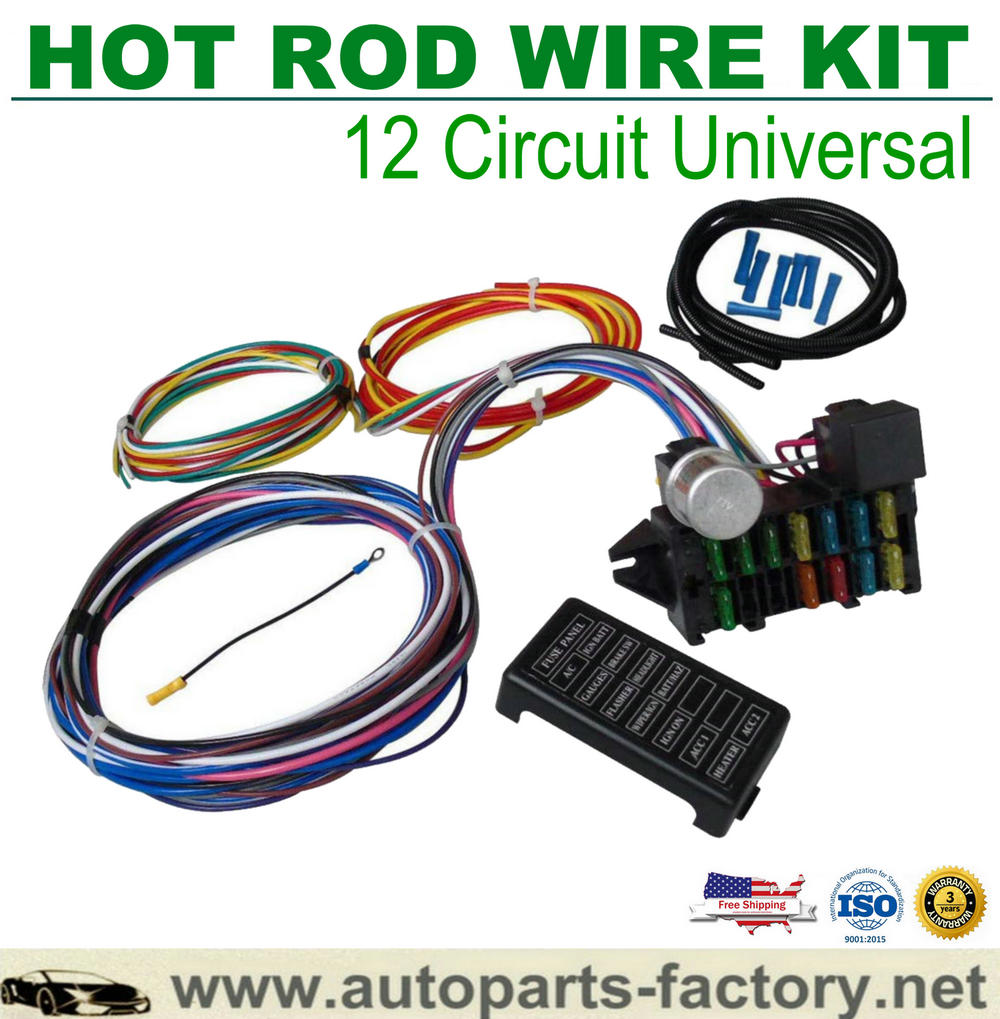 12 Circuit Hot Rod Universal Wiring Harness Muscle Car Street Rod XL Wires
