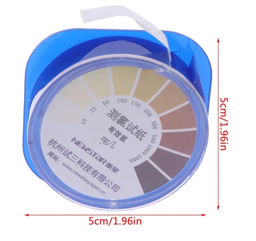 PPC-01 Chlorine Test Paper Strips Range 10-2000mg/lppm Color Chart ...