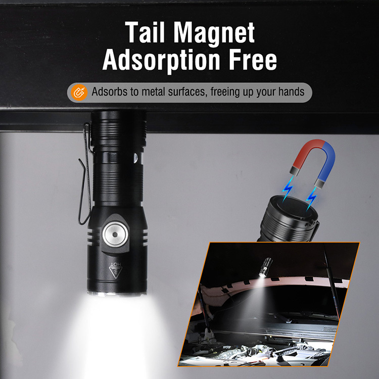 BORUiT Mini Powerful EDC Keychain Flashlight with Magnet UV Light Super ...