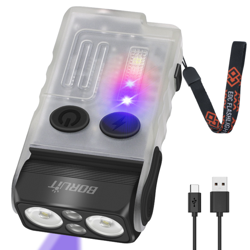 BORUiT Mini Powerful EDC Keychain Flashlight with Magnet UV Light Super ...