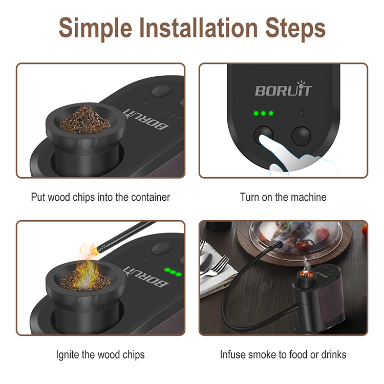 Boruit BQ500 Cocktail Whiskey Smoker Gift Set Portable Molecular ...