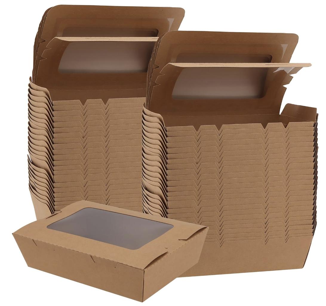 China Factory Sustainable Kraft Paper Lunch Box with Window Small ...