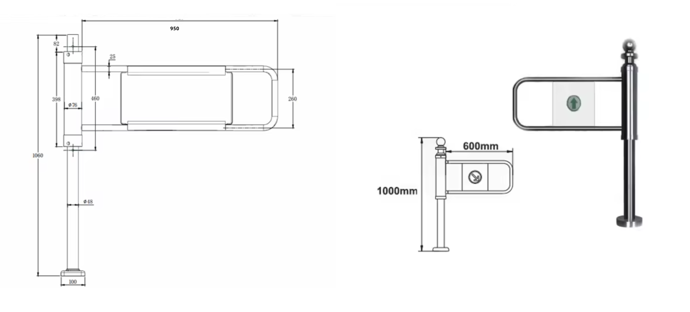 Manual Supermarket Swing Gate Turnstile
