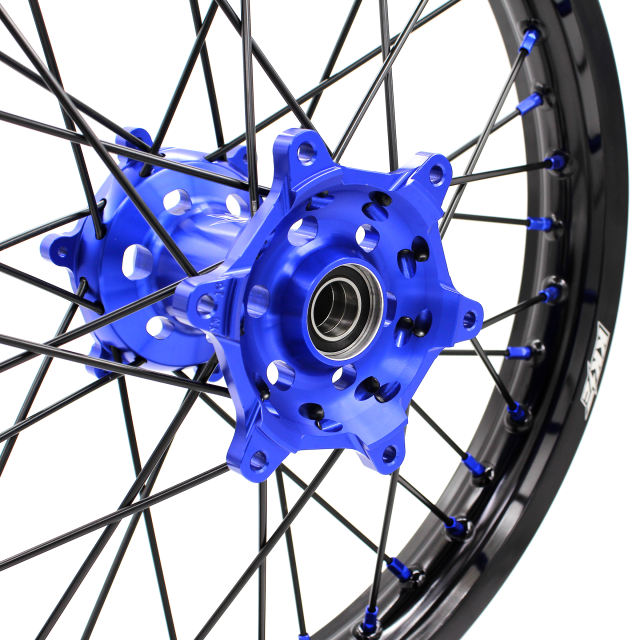 KKE 21/19 Dirt Bike MX Wheels Rims Set in Blue Hub/Black Spoke Fit ...