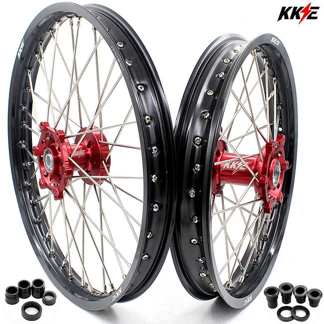 KKE 21/19 Dirtbike MX Motorcycle Wheels Rims Set Fit SUZUKI RM125 RM250 ...