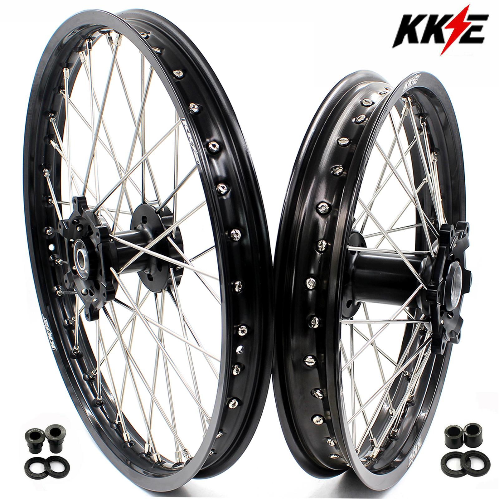 KKE 21/18 Enduro Dirt Bike Wheels fit Suzuki DRZ400SM 2005-2025 Black ...