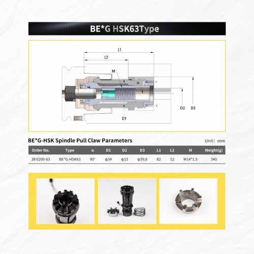 HSK Spindle Pull Claw CNC Spindle Clamping Gripper Fit HSK Spindles ...