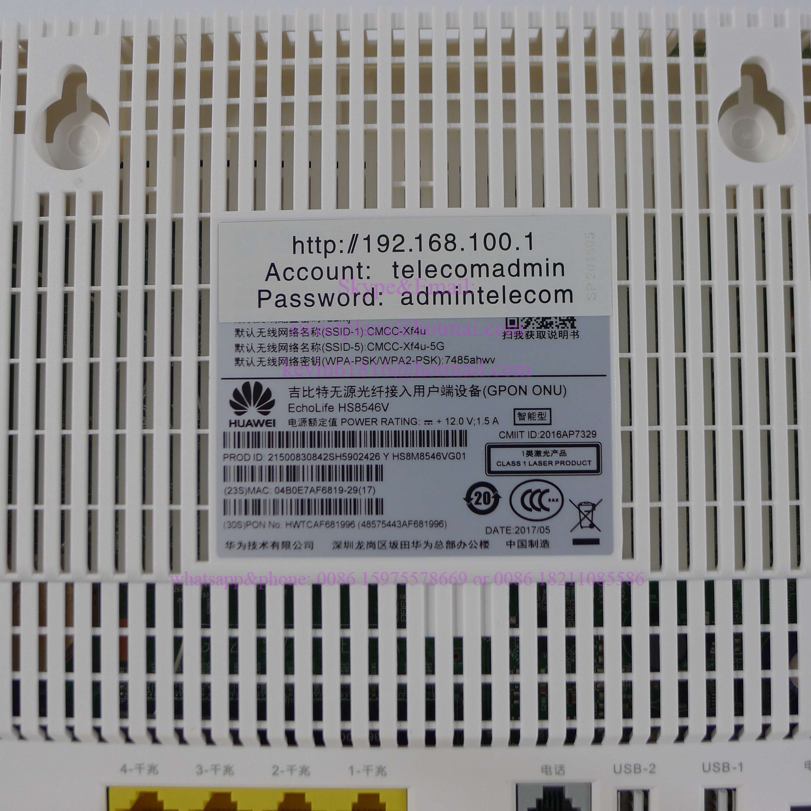English version Huawei wireless Gpon Terminal HS8546V ONU, 4 GE LAN and ...