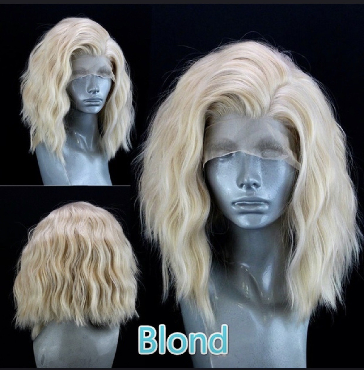 modern wavy blonde color heat defiant handmade lace front wig for white ...