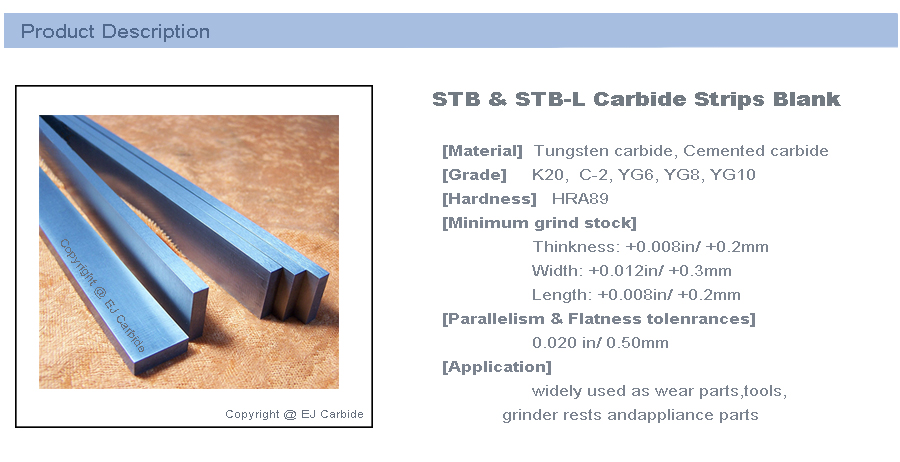 STB carbide flat strips and STB bars