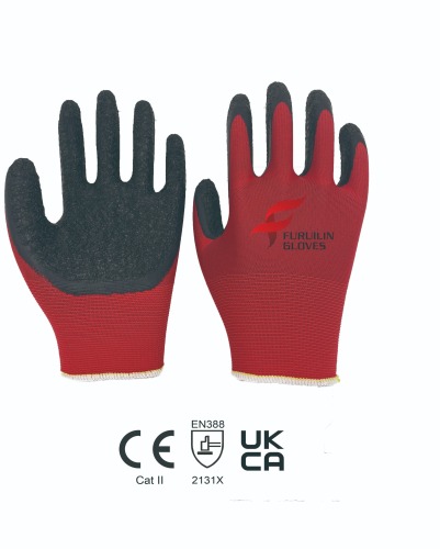 13 gauge polyester with latex crinkle palm coating,Latex crinkle