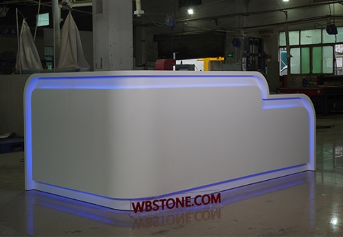 New design white led artificial marble reception desk