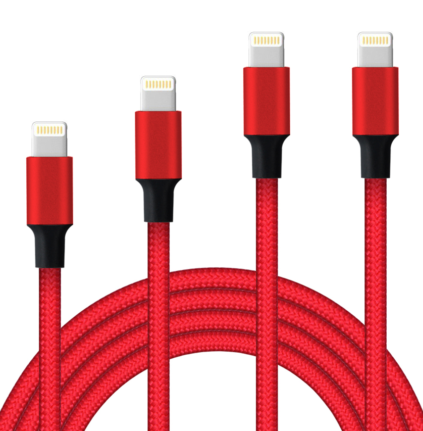 iphone nylon braided colorful aluminium alloy 2.4A fast charging ...