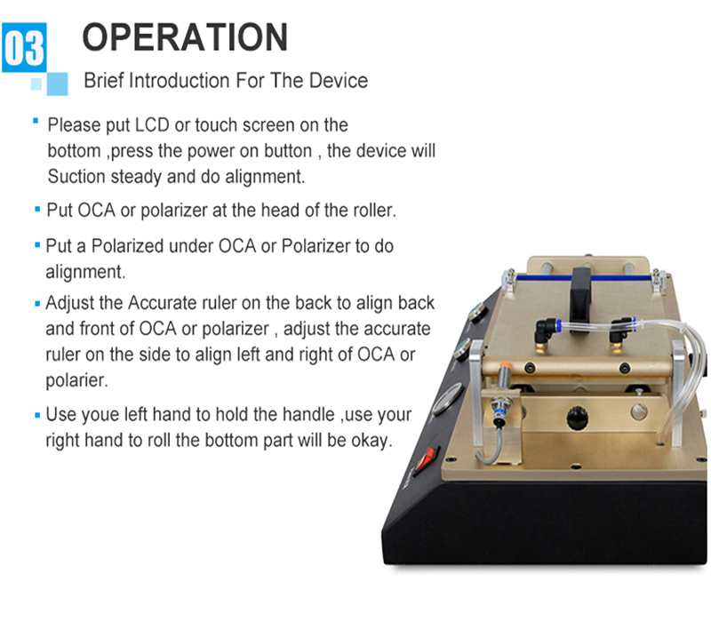 AO03 12 inch Tablet OCA and polarisor Vacuum Built-in OCA Lamination ...