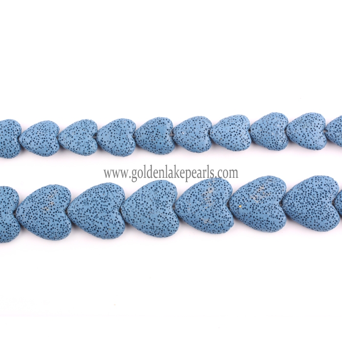 Dark Blue Lava Rock Heart Shape, Approx 38cm/strand