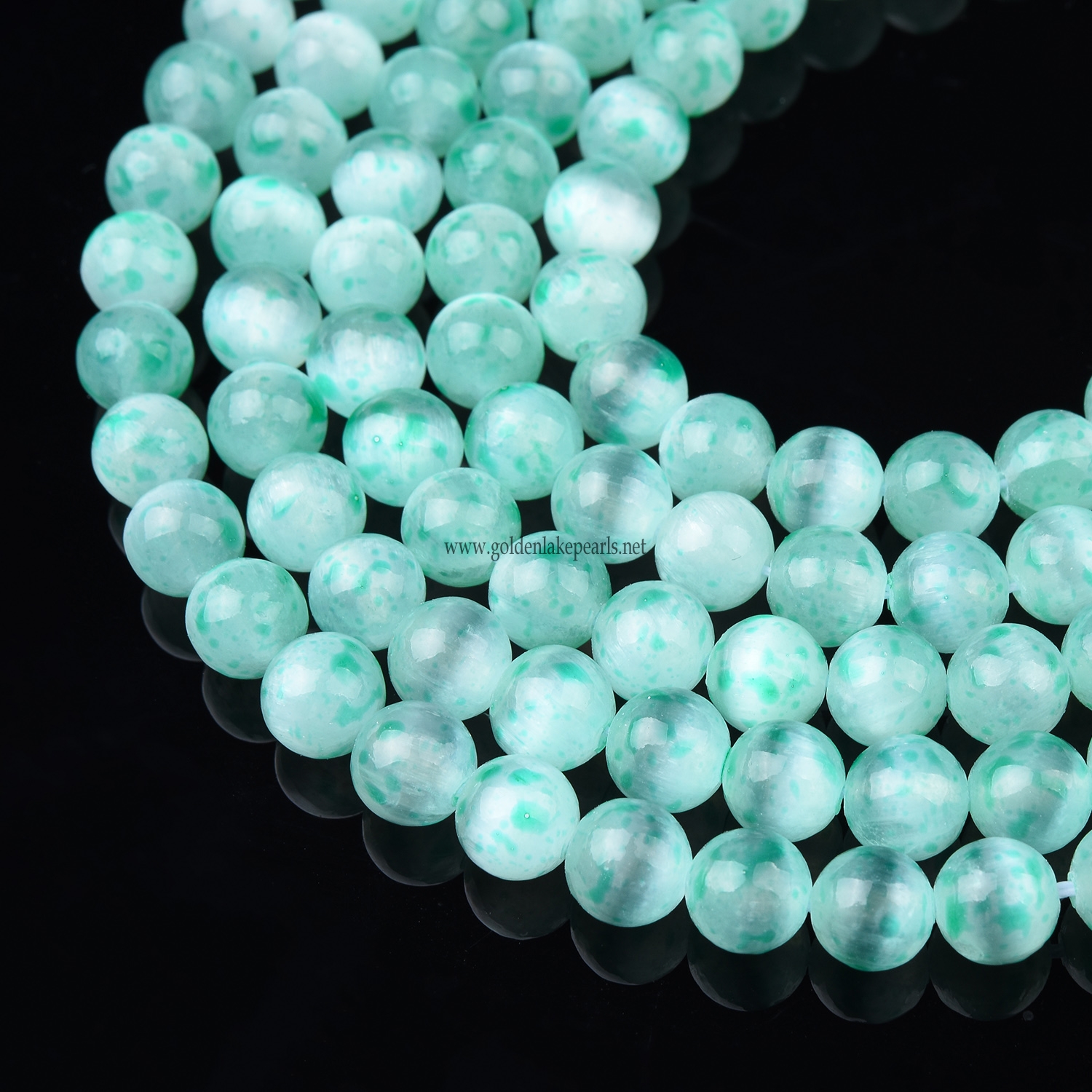 Dyed Light Green Color Selenite Plain Rounds with Floated Flower