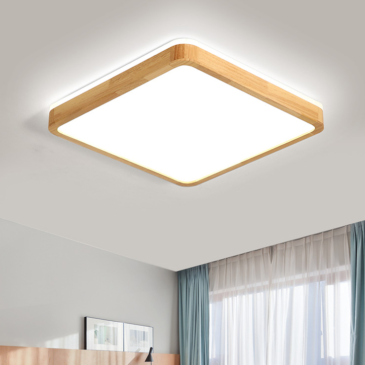 Contemporary Wooden Cubic LED Ceiling Light-Cool White,ROOMS