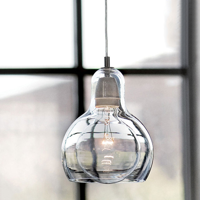 Modern Style 1 Light Ball Bulb Pendant Light with Mouth Blown Glass ...