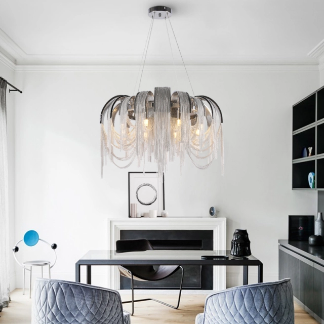 Luxurious Modern 8 Light Chain Chandelier Stream Chain Circular ...