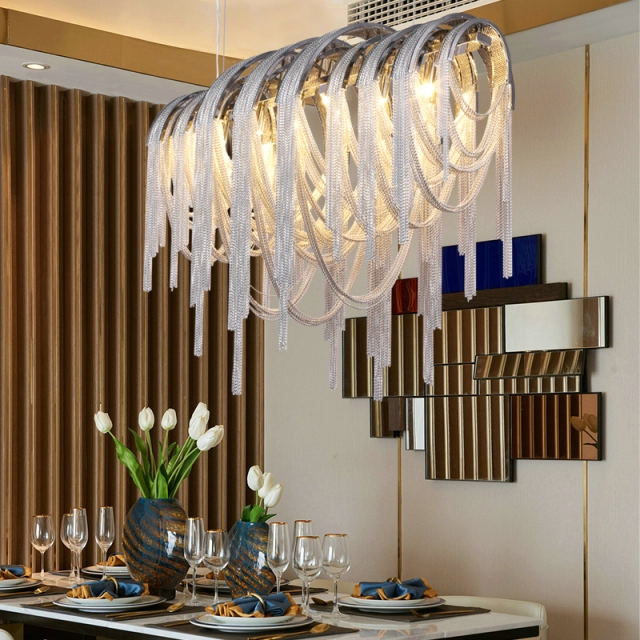 Modern Luxury 5 Light Linear Chain Chandelier for Dining, Living Room ...