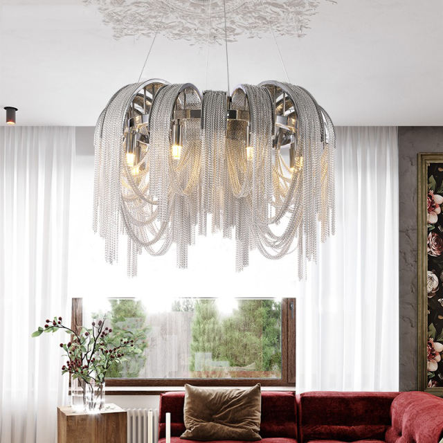 Luxurious Modern 8 Light Chain Chandelier Stream Chain Circular ...