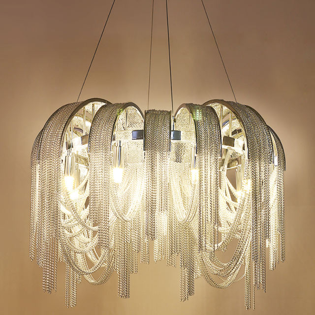 Luxurious Modern 8 Light Chain Chandelier Stream Chain Circular ...