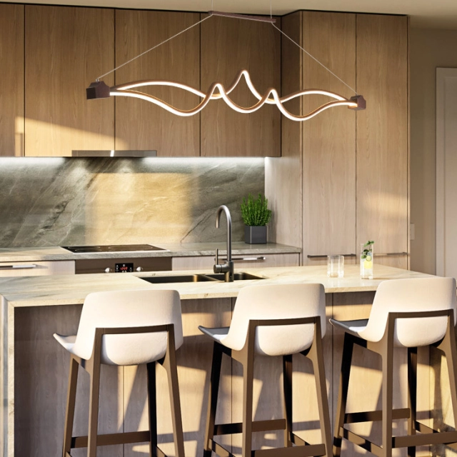 Contemporary Style 43"Wide LED Waving Kitchen Island Light,Kitchen