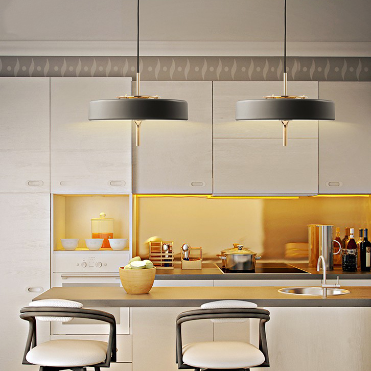 Modern Style Round LED Pendant Lamp in Black/White/Blue for Kitchen ...