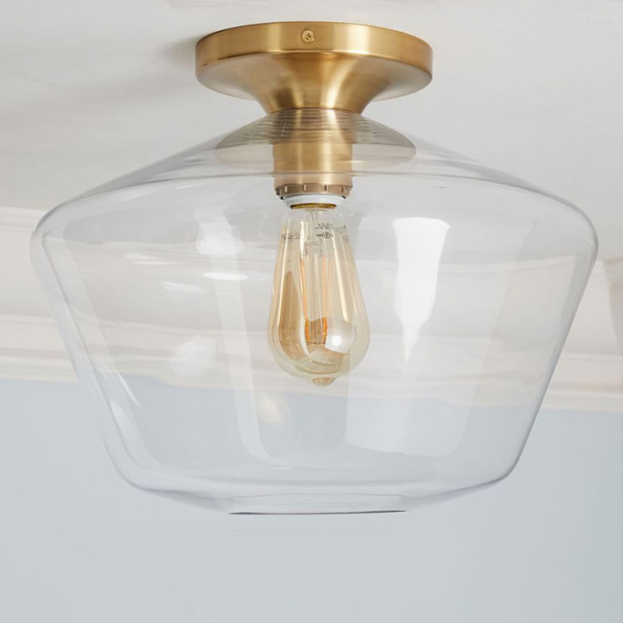 Modern Style Geometric Glass Flush Mount Ceiling Light in Brass Kitchen ...