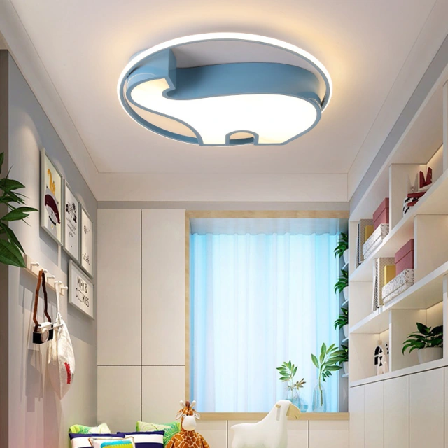 Minimalist Style Cartoon Elephant in Circle Flush Mount Ceiling Light ...