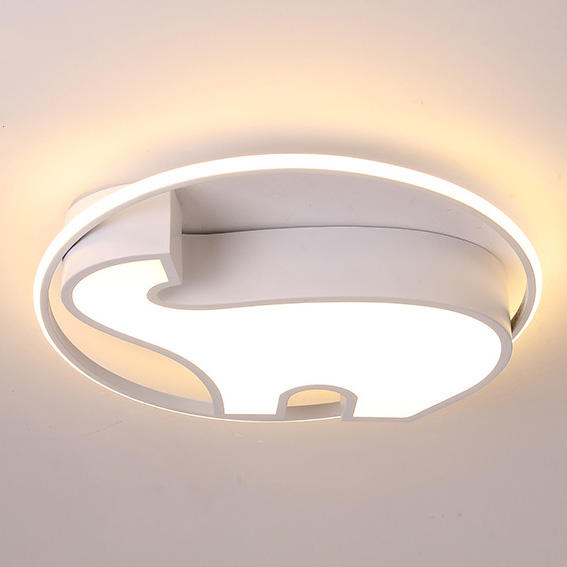 Minimalist Style Cartoon Elephant in Circle Flush Mount Ceiling Light ...