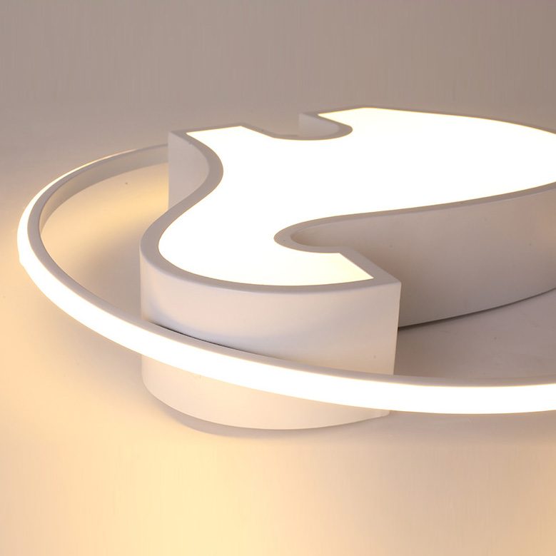 Minimalist Style Cartoon Elephant in Circle Flush Mount Ceiling Light ...