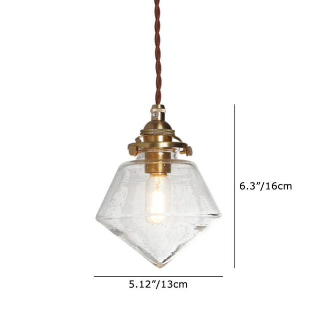 Minimalist Mini Single Light Brass Pendant with Bubble Glass Shape for ...