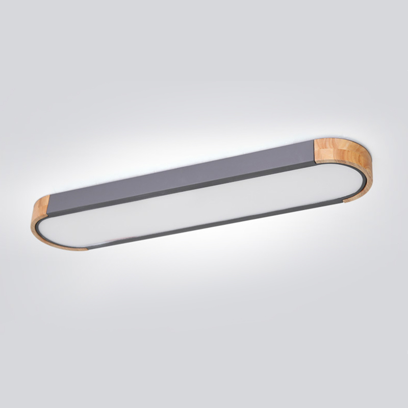 Modern Grey Dimmable LED Ceiling Light with Metal & Wood for Bedroom ...