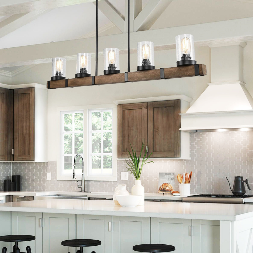 Modern Farmhouse 5-Lights Glass Jar linear Chandelier for Kitchen ...